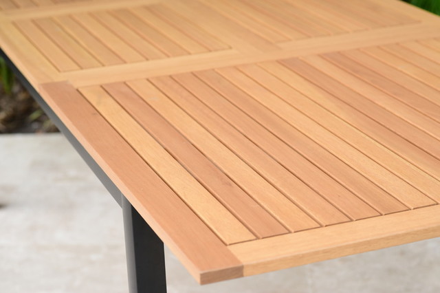 Amazonia Teak Finish and Aluminum Bora Rectangular Extendable Patio Dining Table - Transitional ...