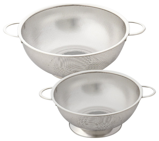 2 Piece Micro Perforated Colander Set with Handle and Solid Base, 3 ...