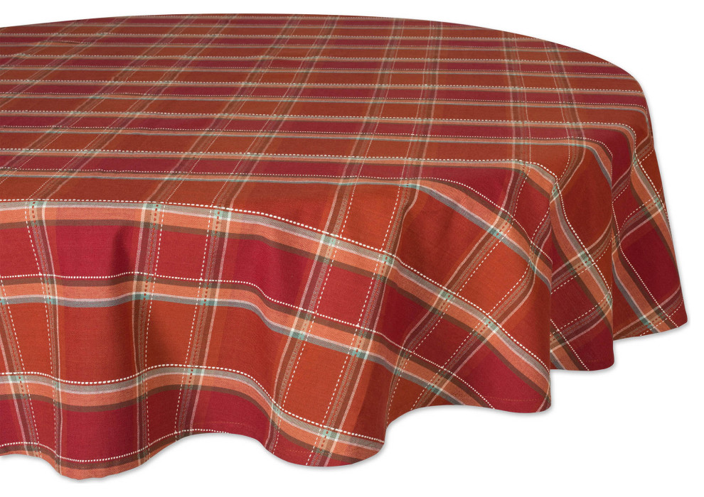 DII Autumn Spice Plaid Tablecloth 70 Round - Rustic - Tablecloths - by ...