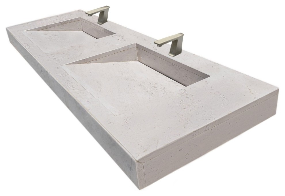 63" Floating Marble Sink, Arao Marble - Transitional - Bathroom Sinks ...