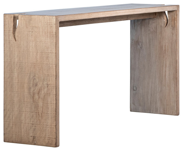 Evie Reclaimed Pine Waterfall Console Table - Farmhouse - Console ...
