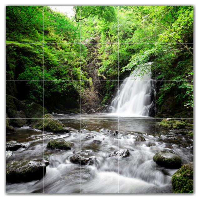 Waterfalls Ceramic Tile Wall Mural HZ501106, 30" Wide x 30" High ...