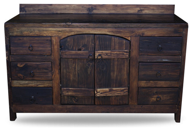 Old World Reclaimed Barnwood Vanity, 48"x22"x36" - Rustic - Bathroom ...