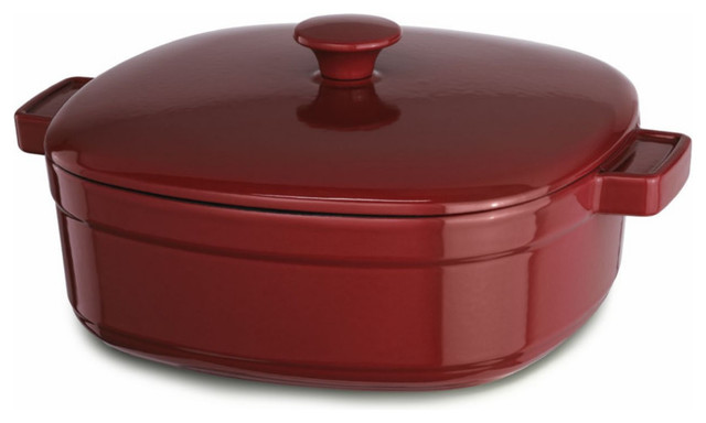 KitchenAid KCLI60CRER Empire Red Cast Iron 6-Quart Casserole Dish with ...