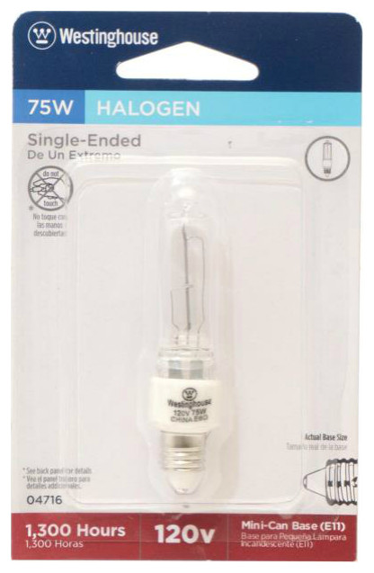 Westinghouse 04716 Single Ended E11 Base T4 Halogen Light Bulb, 75W ...