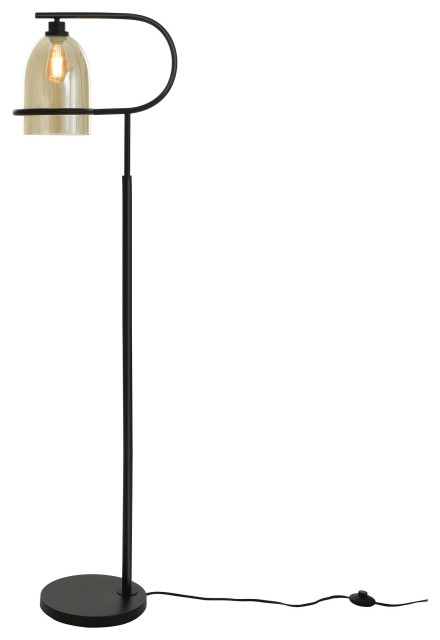 Radiance Black Floor Lamp Metal Body Overhang Clear Glass Shade ...