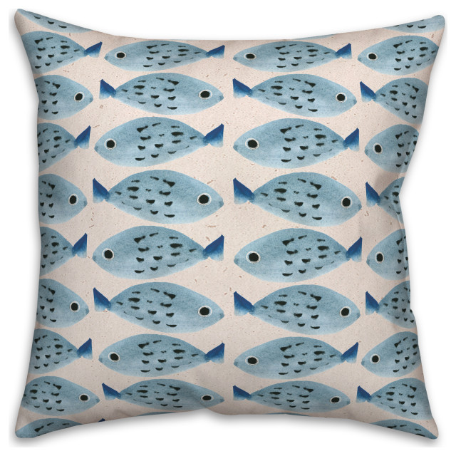 Swim Fish 3 20x20 Spun Poly Pillow, 20x20 - Beach Style - Decorative ...