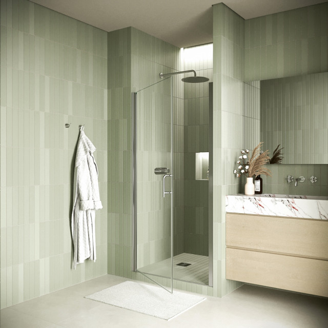 Turano 34"x72" Pivot Shower Door, CrystalTech Treated 1/4" Tempered ...