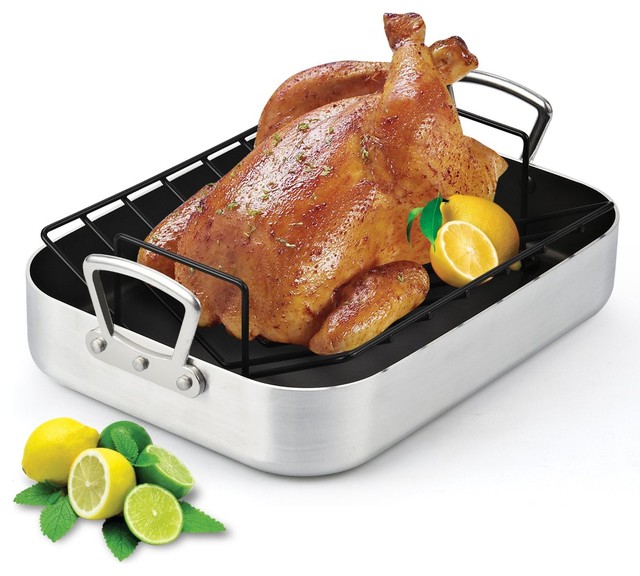 Cook N Home 02433 Nonstick Turkey Roaster with Rack, 16 by 12", Black ...