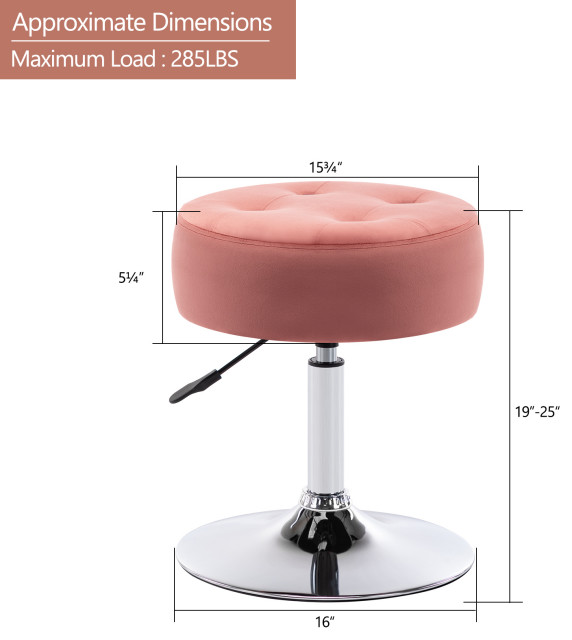 Round Swivel Velvet Vanity Stool, Standard - Contemporary - Vanity ...