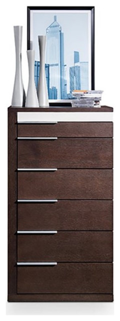 Limari Home Torino 6-Drawer Wood Veneer and Metal Chest in Brown/Gray ...