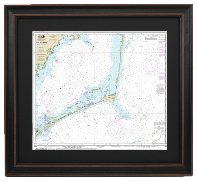 Poster Size Framed Nautical Chart; Outer Banks, Cape Hatteras to ...