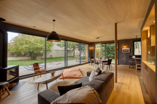 Construction d'une maison ossature bois - Contemporary - Living Room ...