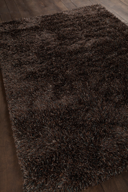 Barun Hand-Woven Contemporary Shag Rug, Rectangular Brown/Blue/Ivory 5 ...