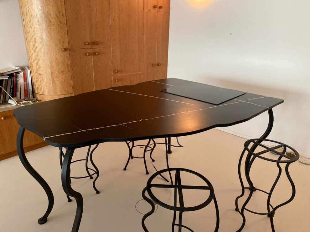 Modern Table and Shelves done with Silestone Et.Noir - Modern - Dining ...