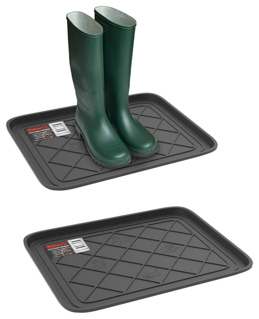 2 Small All-Weather Indoor/Outdoor Boot Tray Weather-Resistant Plastic ...