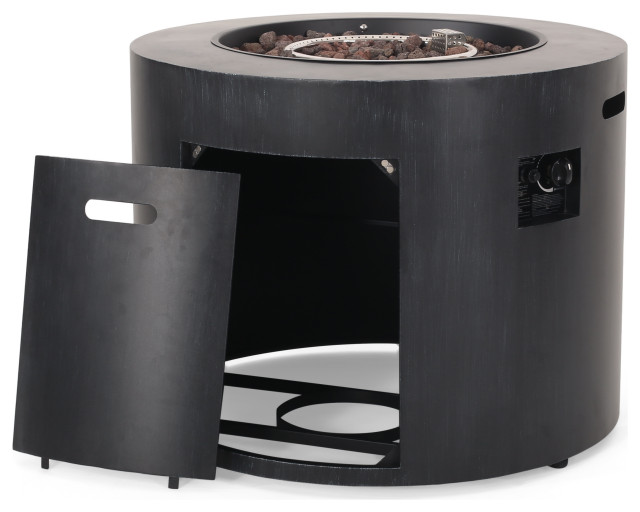 Jasmine Outdoor 40,000 BTU Circular Fire Pit, Brushed Black ...