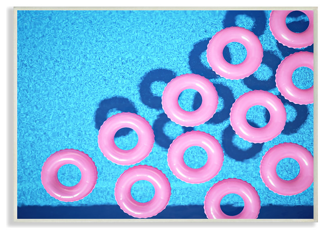 Aerial View Pink Pool Floats, Canvas, 10"x15" - Contemporary - Prints ...