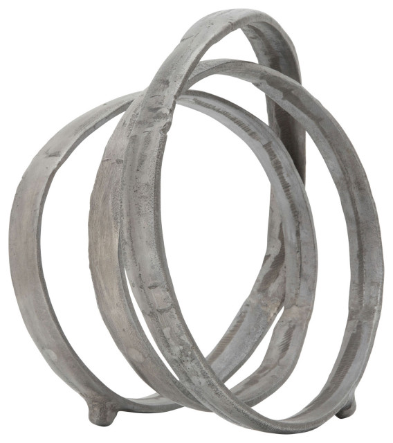 13" Metal Ring Sculpture, Gun Metal - Contemporary - Decorative Objects ...