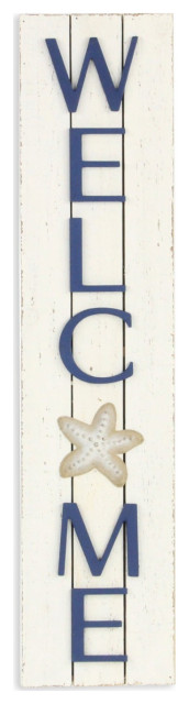 Caler Coastal Vertical Welcome Wall Sign - Beach Style - Novelty Signs ...