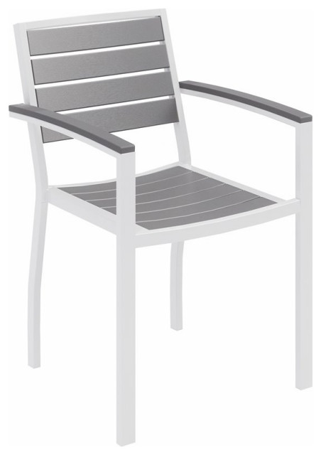 Olio Designs Ivy Patio Aluminum Dining Arm Chair in Mocha and Silver ...