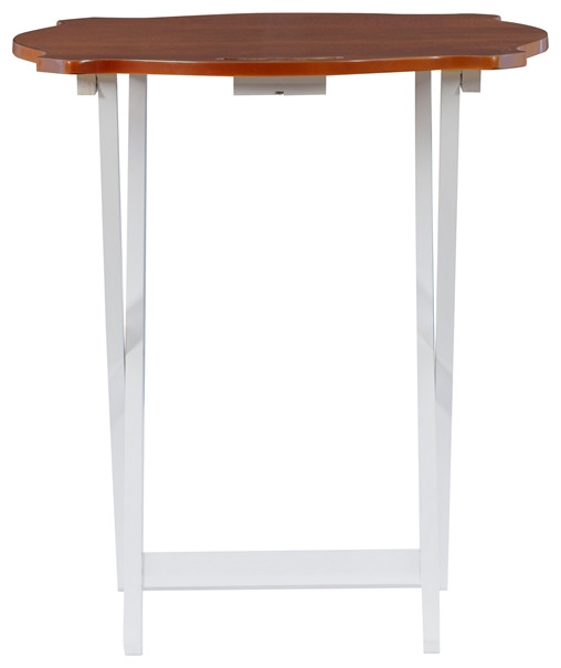 Linon Serpentine Five Piece Wood Tray Table Set in Hazelnut Brown and ...