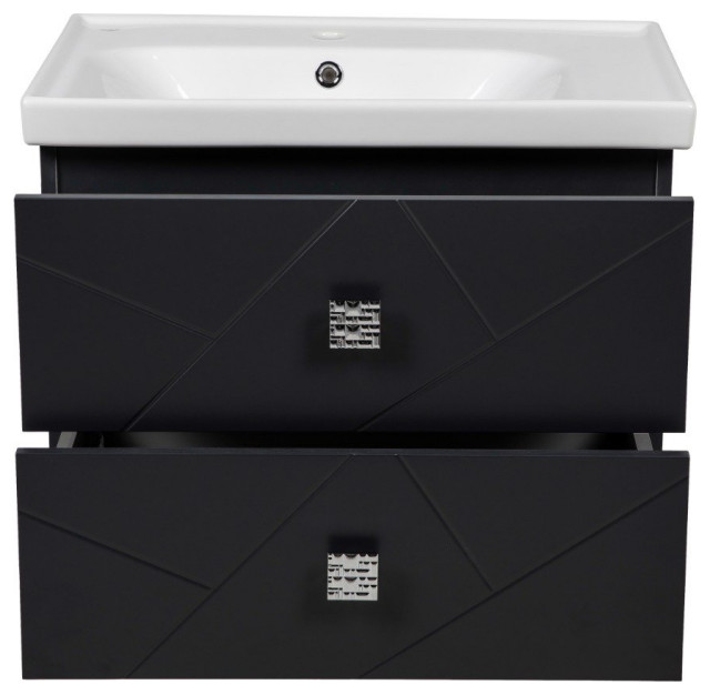 Modern Wall-Mounted Bathroom Vanity | Picasso Antricite Matte 24 ...