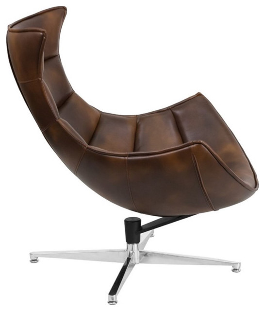 Flash Furniture Bomber Jacket Leather Cocoon Chair in Brown ...