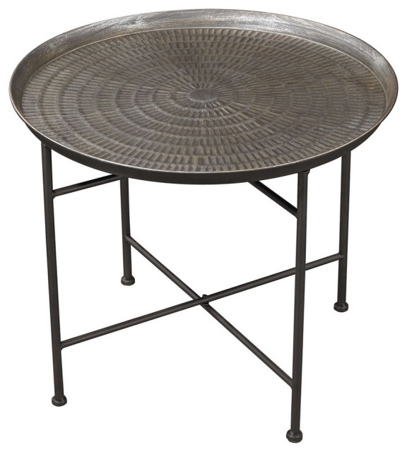 Embossed Pewter Accent Table - Industrial - Side Tables And End Tables ...