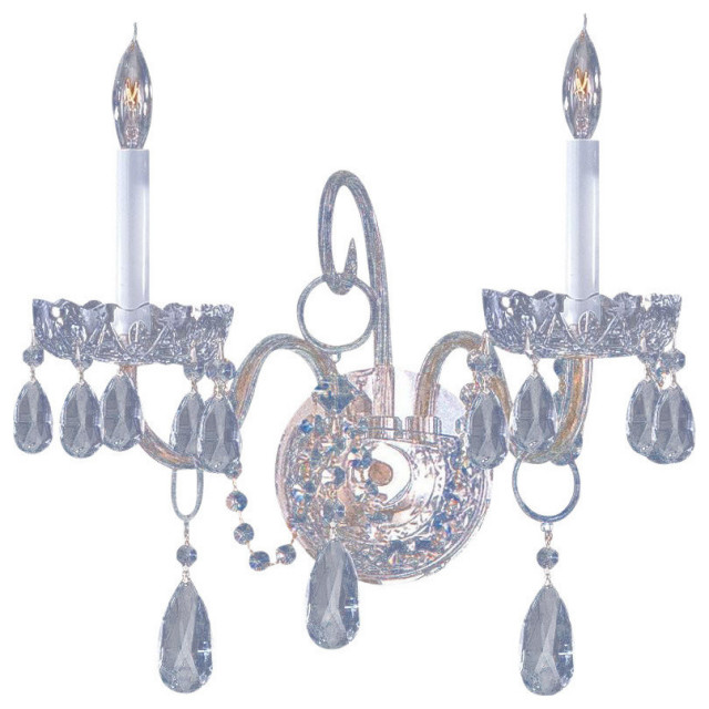 Traditional Crystal 2 Light Swarovski Strass Crystal Chrome Sconce, 15 ...