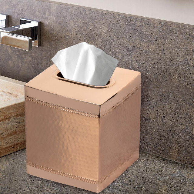 nu steel Hudson Hammered Copper Boutique Tissue Box Cover - Traditional ...