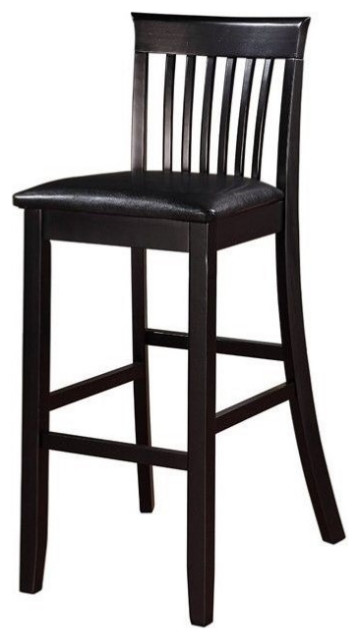 Riverbay Furniture 31" Transitional Wood & Fabric Bar Stool in Black ...