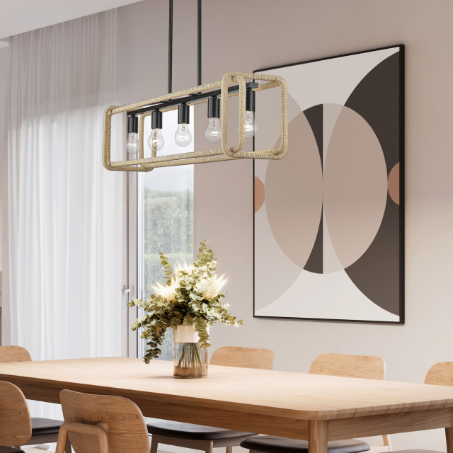 Golden Lighting 6085-LP NR Camden 5 Light 41"W Linear Chandelier ...