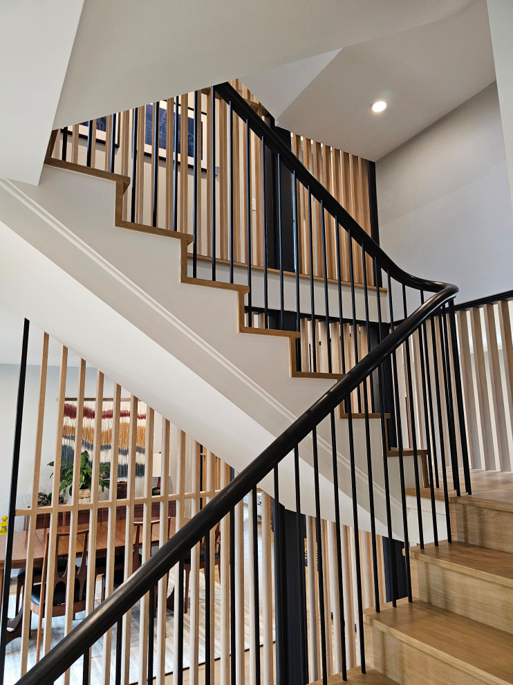 115_Stunning Continuous Rail System on 3 Story Floating Stairs ...