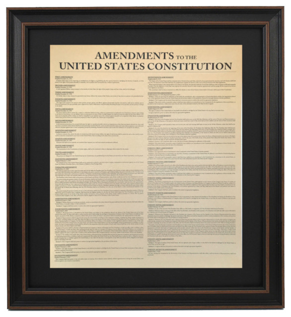 Poster Size Framed Amendments to the United States Constitution ...