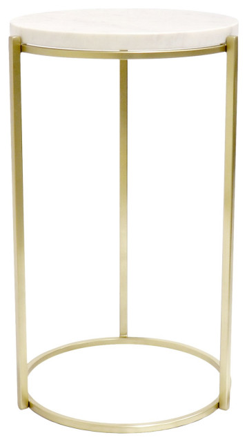 Pasargad Home Carina Marble and Stainless Steel Round Side Table ...