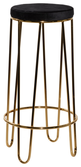 Contemporary Gold Metal Bar Stool 39741, 17" x 17" x 31" - Midcentury ...