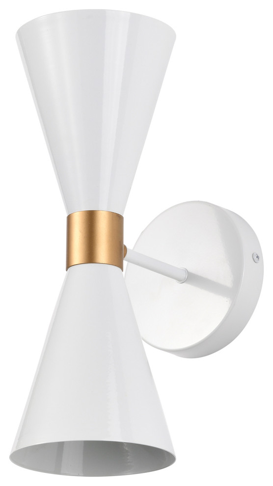 Keenan 5 in. 1-Light Indoor Gloss White Finish Wall Sconce with Light ...