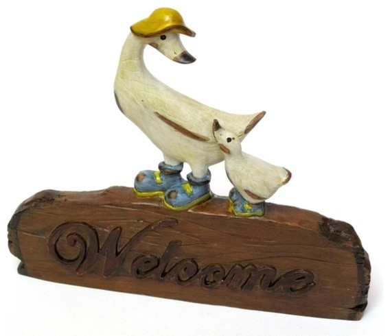 Duck ''Welcome'' Sign - Farmhouse - Garden Statues And Yard Art - by ...
