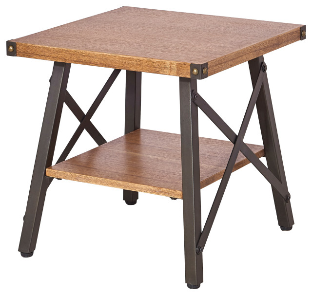 Hamburg Contemporary Laredo End Table Brown - Industrial - Side Tables ...
