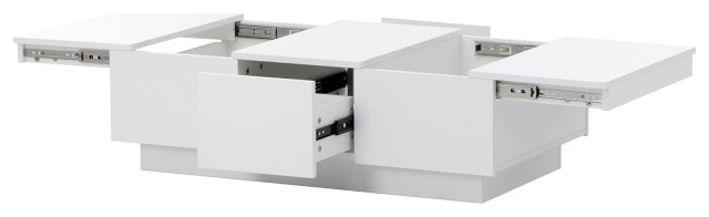 Contemporary Coffee Table, Sliding Top With Inner Storage & Drawers ...
