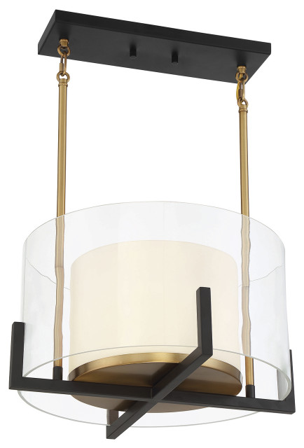 Eaton 1-Light Pendant, Matte Black With Warm Brass Accents ...