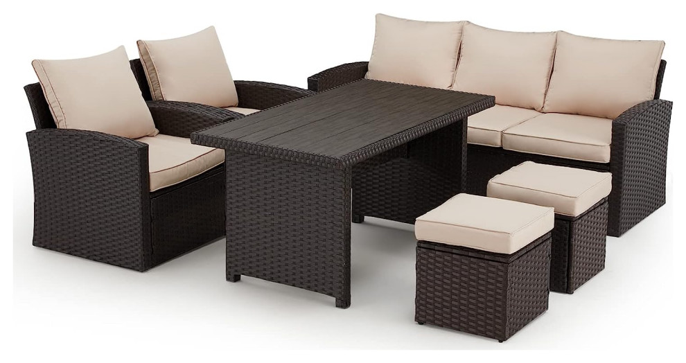 Vicluke Patio Furniture Sets Clearance, 7-Seater Patio Dining Sofa Set ...