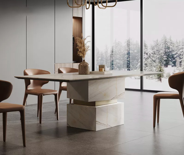 White Marble Dining Table, Large - Contemporary - Dining Tables - by ...