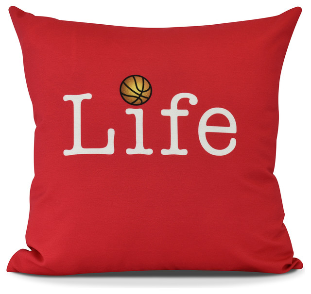 Life + Ball, Word Print Pillow, Red, 18" x 18" - Contemporary ...