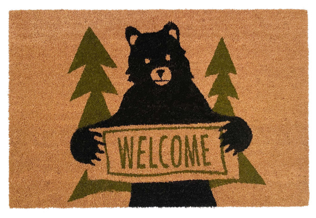 Bear Greeting Doormat, 24"x36" - Rustic - Doormats - by Calloway Mills ...