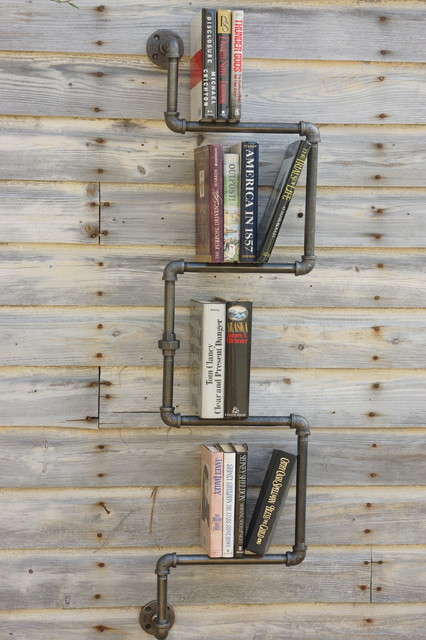 Loft-Style Iron Pipe Bookshelf - Industrial - Display And Wall Shelves ...