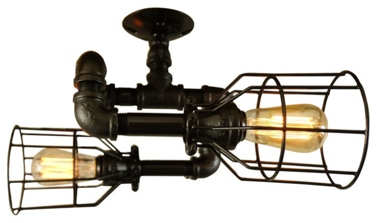 Flush Mount 2-Bulb Ceiling Light - Industrial - Flush-mount Ceiling ...