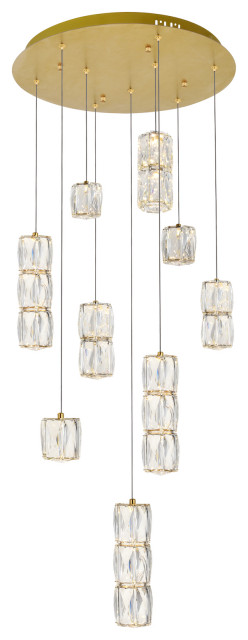 Polaris Led Light Gold Pendant Clear Royal Cut Crystal - Contemporary ...