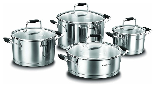 Korkmaz Flora 8-Piece Cookware Set Black - Contemporary - Cookware Sets ...
